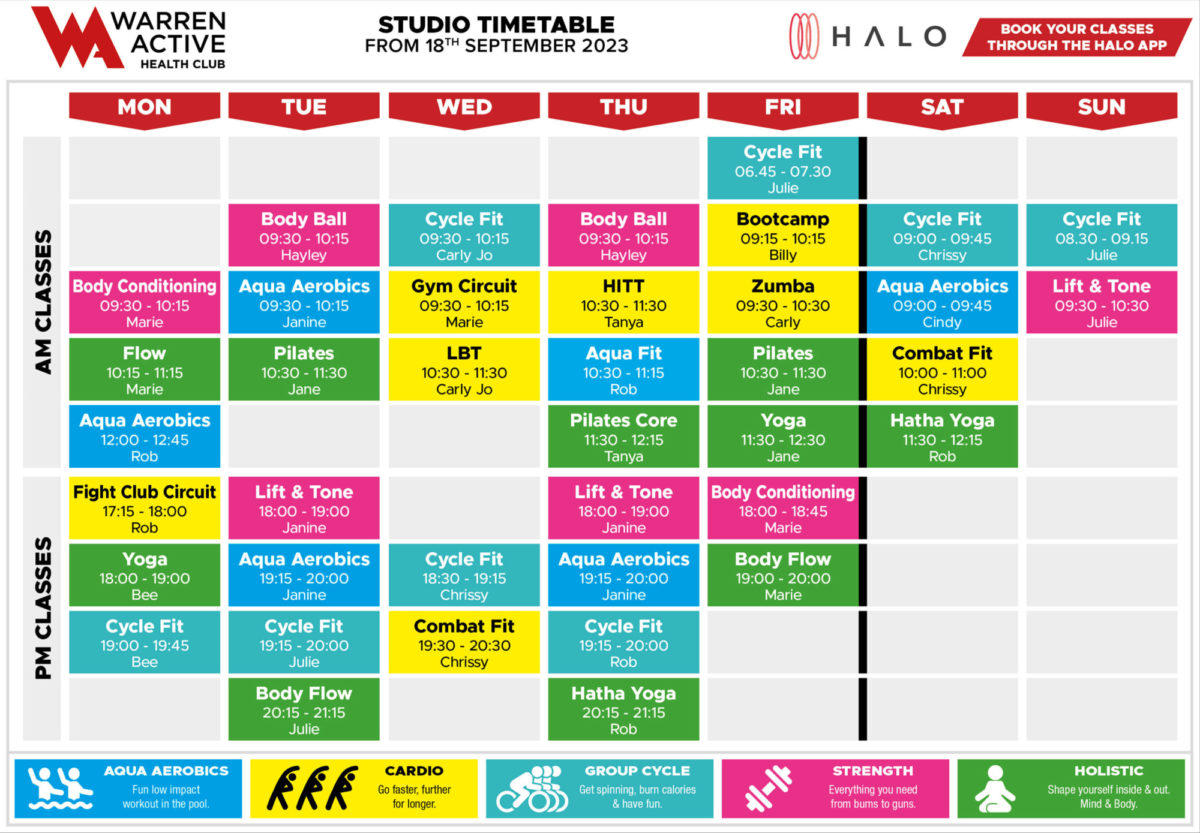 Studio Timetable | The Warren Estate