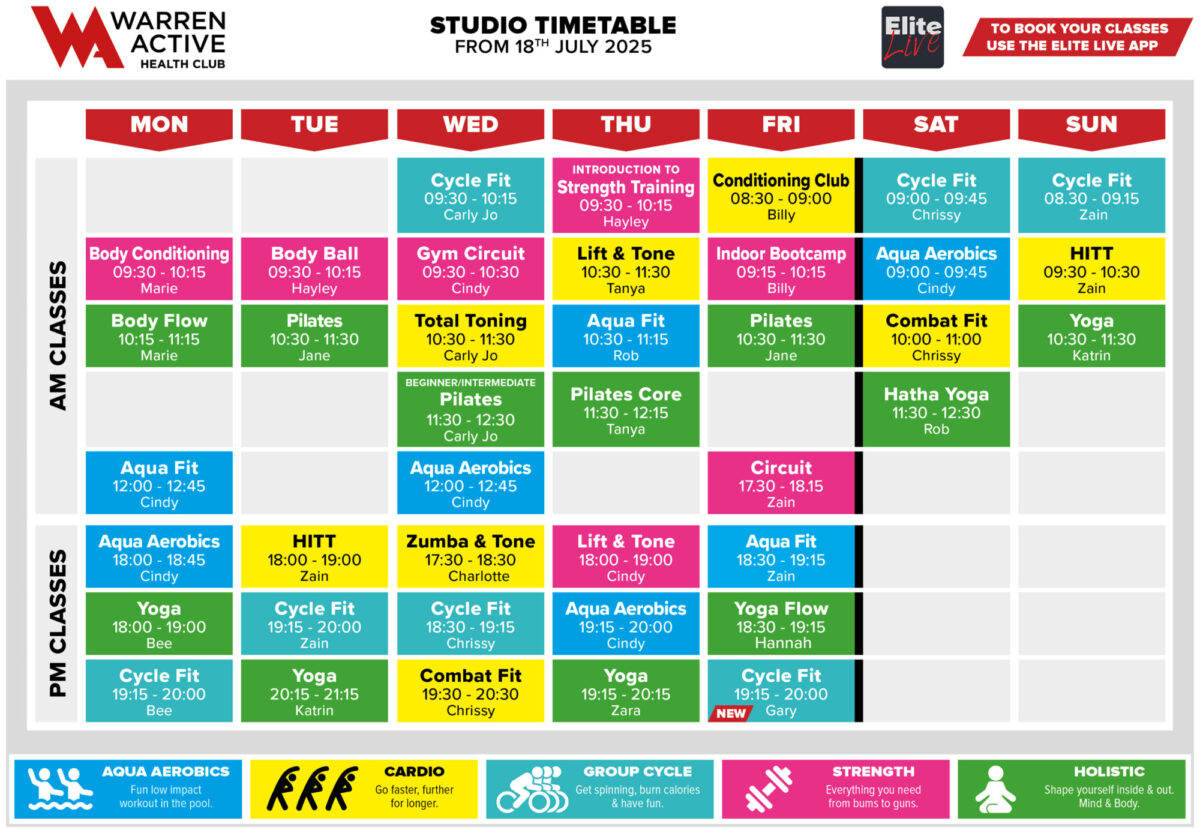 Studio Timetable | The Warren Estate