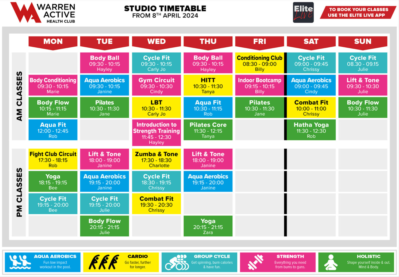Studio Timetable | The Warren Estate