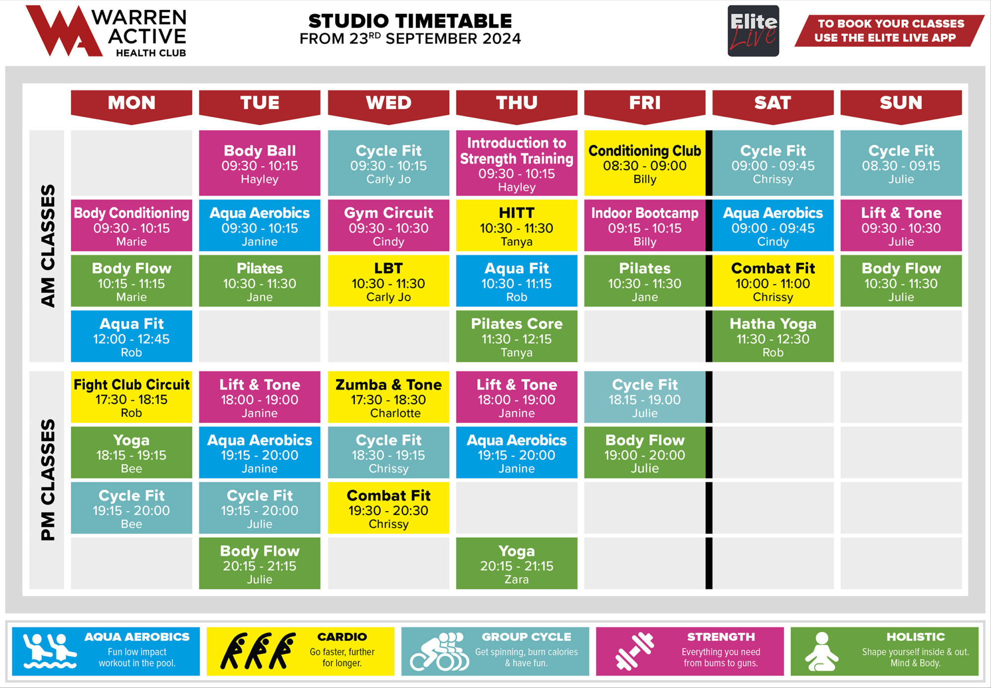 Studio Timetable | The Warren Estate